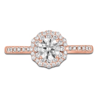 Diamond Floral Halo Engagement Ring 3/4 ct tw 14K Rose Gold | Jared