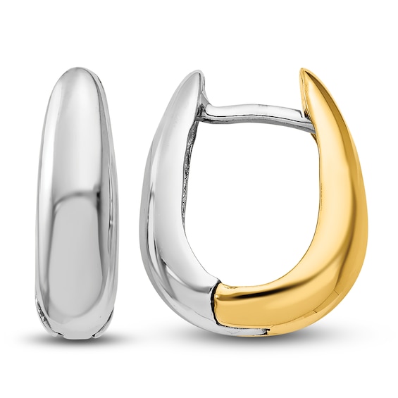 U-Shaped Hoop Earrings 14K Two-Tone Gold | Jared