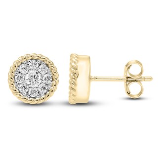 Diamond Rope Stud Earrings 1/2 ct tw Round 14K Yellow Gold | Jared