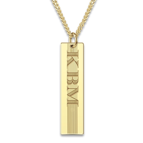 Men's Engravable Pendant Necklace Yellow Gold-Plated Sterling Silver 22 ...