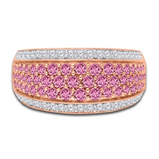 Kallati Round-Cut Natural Pink Sapphire Ring 3/8 ct tw Diamonds 14K ...