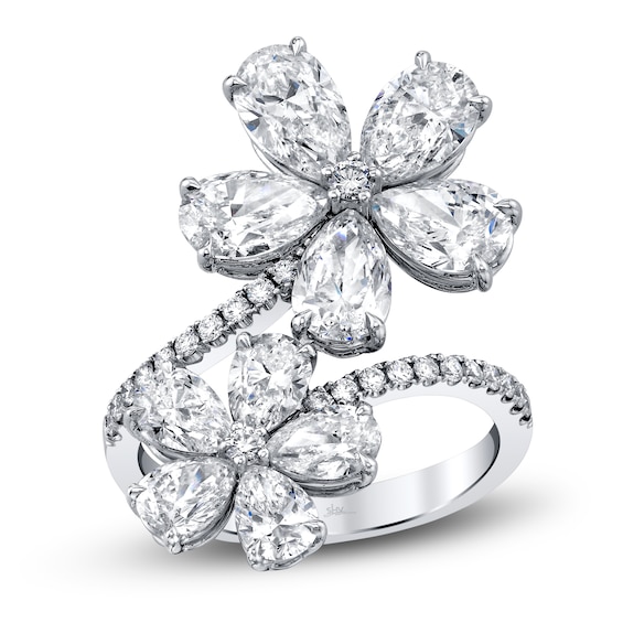 Jared Atelier X Shy Diamond Flower Ring 5-1/3 ct tw Pear/Round 18K ...