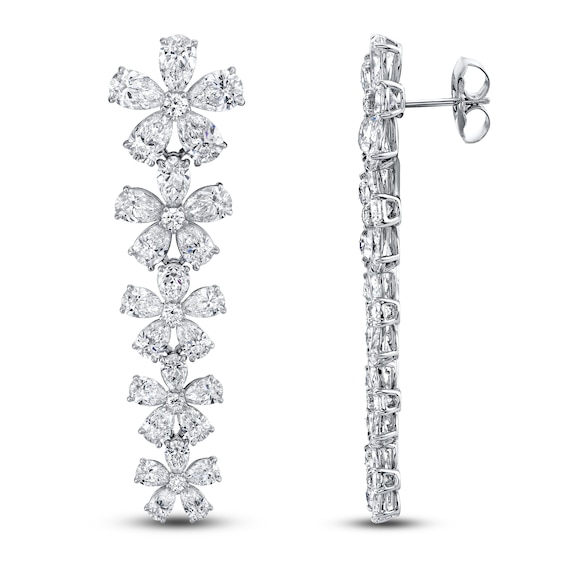 Jared Atelier X Shy Diamond Flower Earrings 14-3/4 ct tw Pear/Round 18K ...