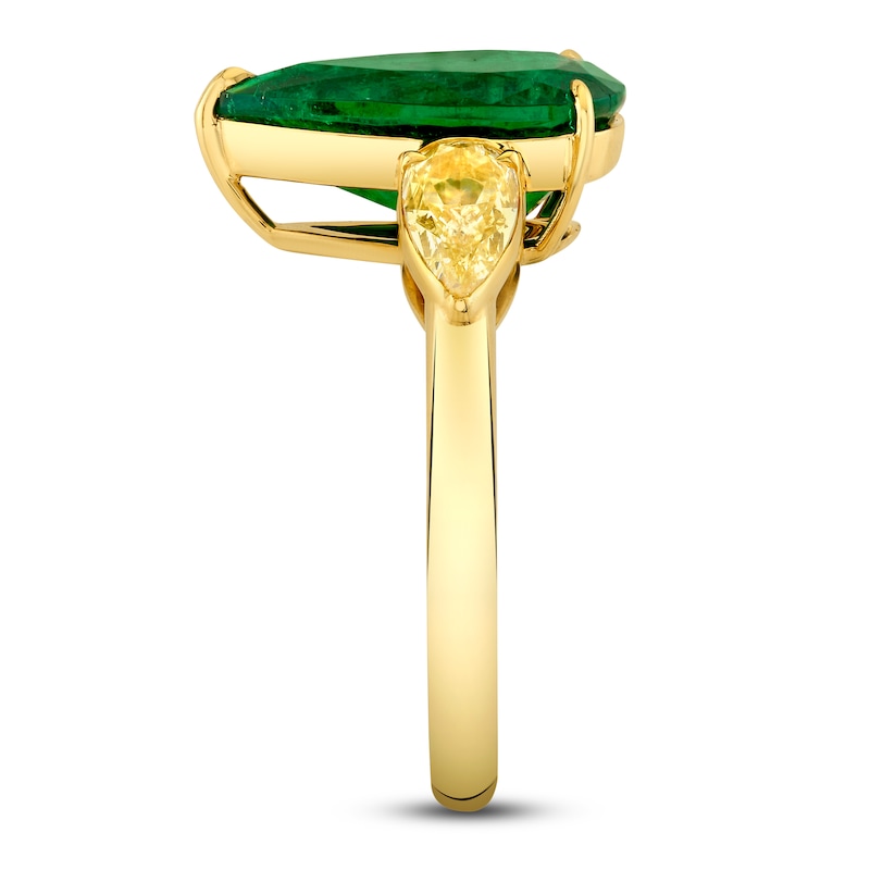 Jared Atelier X Shy Pear-Shaped Natural Emerald & Yellow Diamond Ring 7 ...