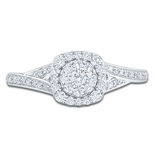 Multi-Diamond Cushion-Shaped Promise Ring 1/3 ct tw 10K White Gold | Jared