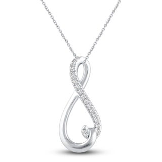 Diamond Infinity Pendant Necklace 1/10 ct tw Round 14K White Gold 18 ...