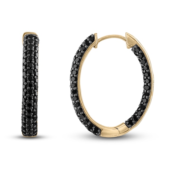 Black Diamond Hoop Earrings 2 ct tw Round 14K Yellow Gold | Jared