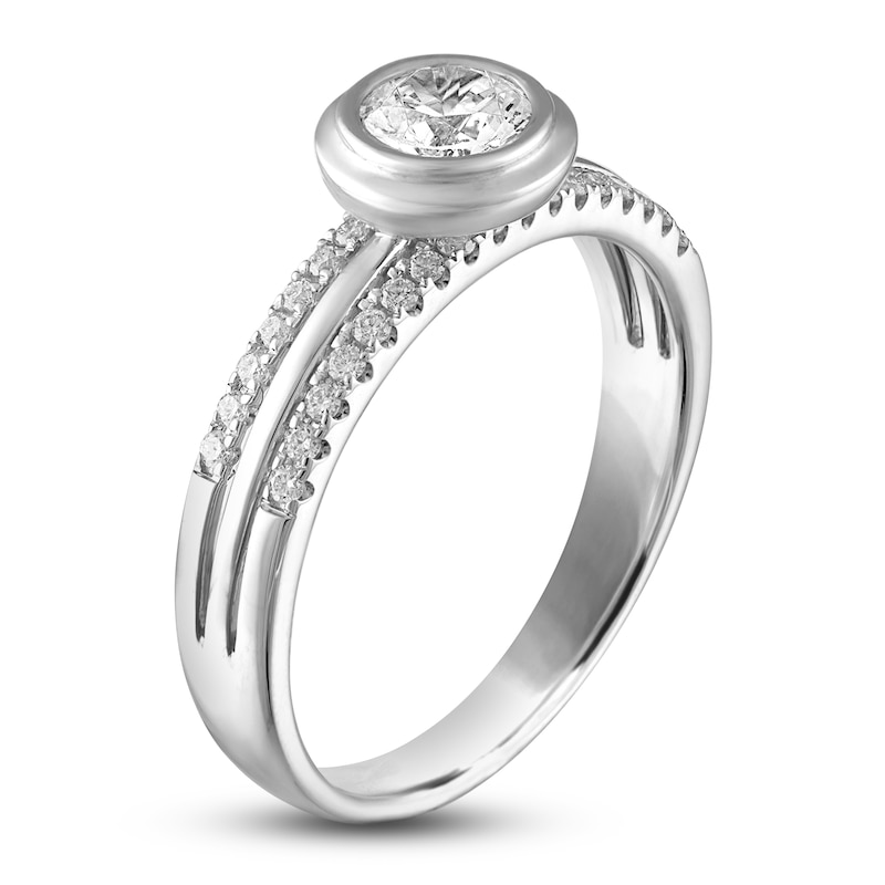 Diamond Bezel Double-Row Engagement Ring 3/4 ct tw 14K White Gold | Jared
