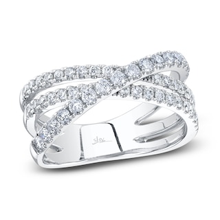 Shy Creation Diamond Criss-Cross Ring 3/4 ct tw Round 14K White Gold ...