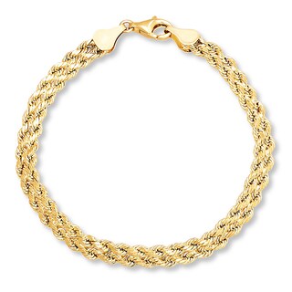 Hollow Braided Rope Bracelet 10K Yellow Gold 7.25 Length | Jared