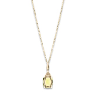 Natural Peridot Pendant Necklace Diamond Accents 10K Yellow Gold 18 ...