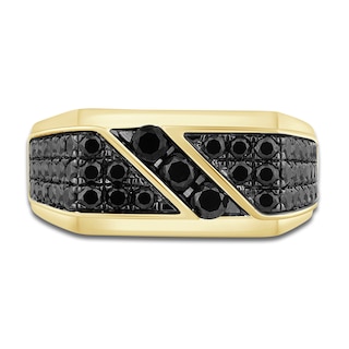 Men's Black Diamond Ring 2-1/2 ct tw Round 14K Yellow Gold | Jared