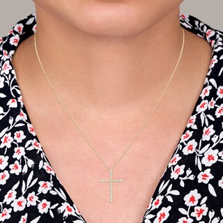 Diamond Cross Pendant Necklace 2-1/2 ct tw Round 14K Yellow Gold 18 ...
