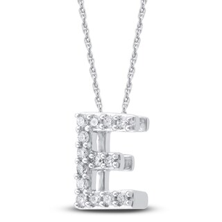 Diamond Letter E Necklace 1/20 ct tw Round 14K White Gold 18" | Jared