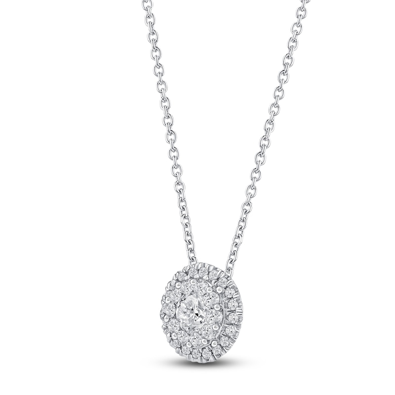 Diamond Halo Pendant Necklace 1/2 ct tw 10K White Gold | Jared