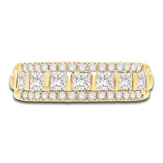 Diamond Multi-Row Anniversary Band 1 ct tw Princess/Round 14K Yellow ...
