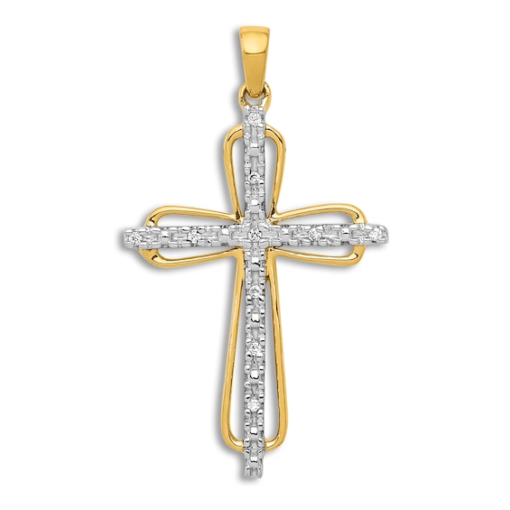 Diamond Accent Cross Charm Round 14K Yellow Gold | Jared