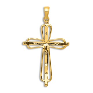 Diamond Accent Cross Charm Round 14K Yellow Gold | Jared