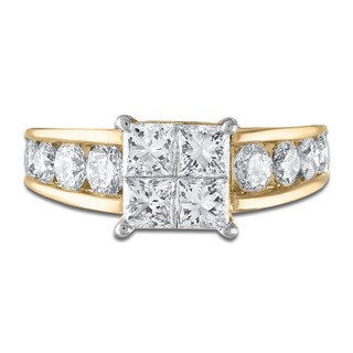 Princess & Round-Cut Diamond Engagement Ring 2-1/2 ct tw 14K Yellow ...