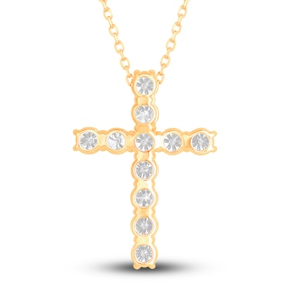 Diamond Cross Pendant Necklace 2-3/4 ct tw Round 14K Yellow Gold 18 ...