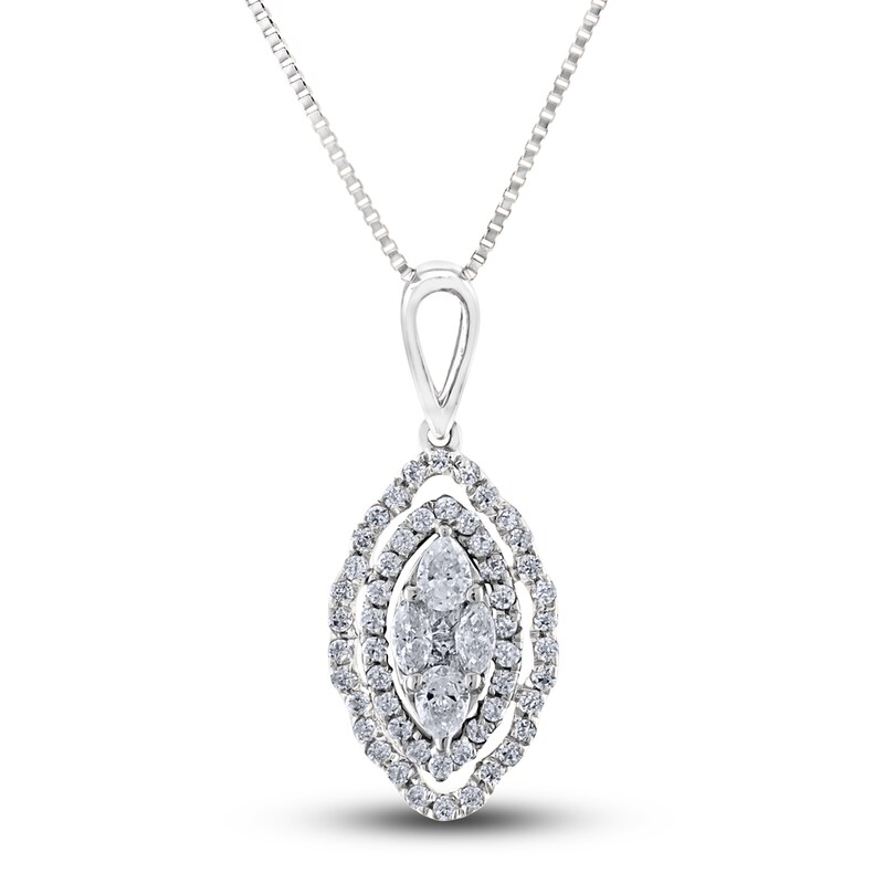 Diamond Pendant Necklace 1/3 ct tw Princess/Round/Pear/Marquise 10K ...