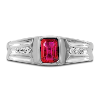 Men's Natural Ruby Ring 1/10 ct tw Round 14K White Gold | Jared