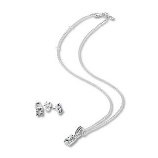 PANDORA 17.7" Necklace Gift Set Luminous Ice Sterling Silver | Jared