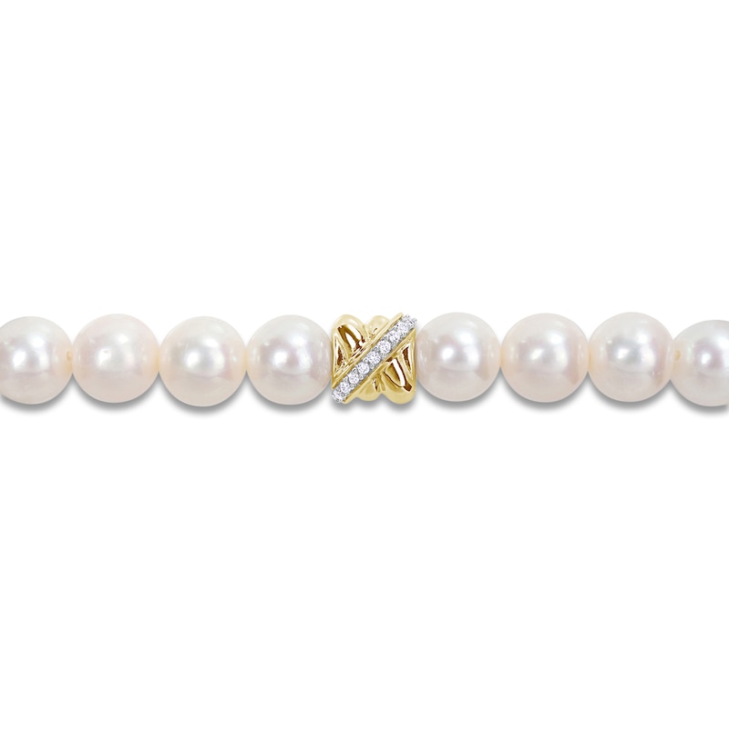 Y Knot Freshwater Cultured Pearl Bracelet 1 10 Ct Tw Diamonds 14k