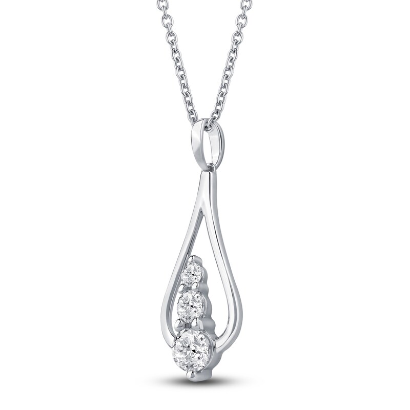Diamond 3-Stone Pendant Necklace 1/3 ct tw 10K White Gold | Jared