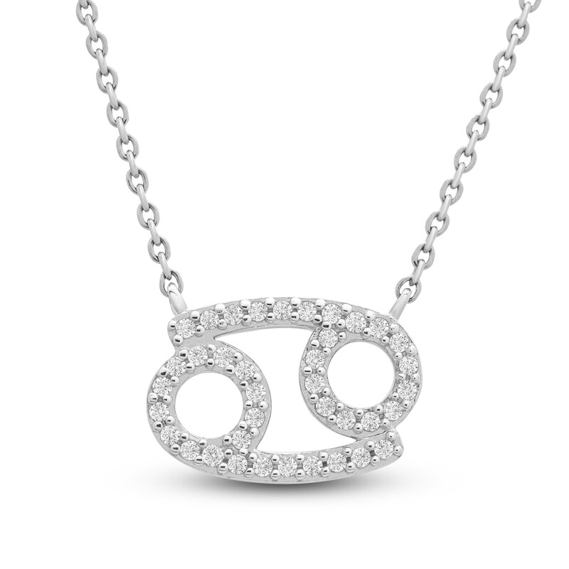 Diamond Cancer Necklace 1/10 ct tw Round 14K White Gold 16.75" | Jared