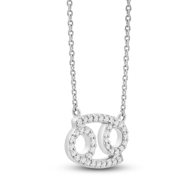 Diamond Cancer Necklace 1/10 ct tw Round 14K White Gold 16.75" | Jared