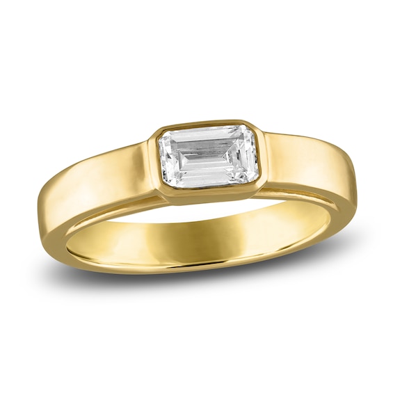 Emerald-Cut Diamond Bezel Solitaire Ring 1/2 ct tw 14K Yellow Gold 5 ...
