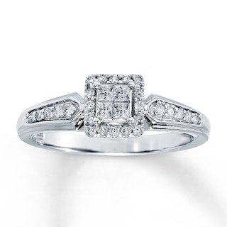 Previously Owned Engagement Ring 1/4 ct tw Princess & Round-cut ...
