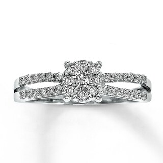 Previously Owned Promise Ring 1/2 ct tw Round-cut Diamonds 10K White ...
