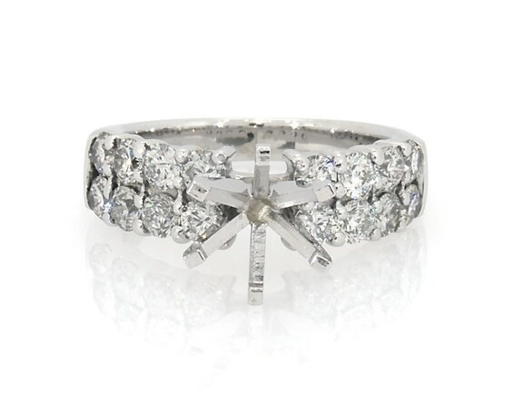 Previously Owned Diamond Two-Row Engagement Ring Setting 1-1/2 ct tw ...