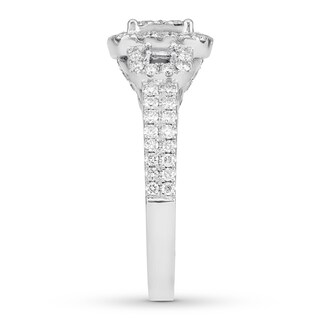 Previously Owned Diamond Engagement Ring 1-1/8 ct tw Round/Baguette 14K ...