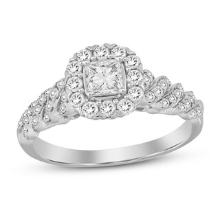Previously Owned Diamond Engagement Ring 3/4 ct tw Princess/Round 14K ...