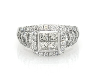 Previously Owned Princess-Cut Quad Diamond Engagement Ring 2 ct tw 14K ...