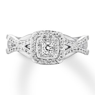 Previously Owned Diamond Promise Ring 1/2 carat tw Round 10K White Gold ...