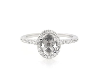 Previously Owned Diamond Oval Halo Engagement Ring Setting 1/3 ct tw ...