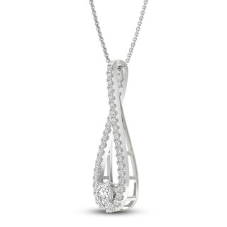 Previously Owned Diamond Pendant Necklace 3/4 ct tw Round 18K White ...