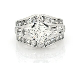 Previously Owned Princess & Round-Cut Diamond Engagement Ring 3-3/4 ct ...