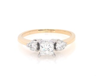 Previously Owned Princess & Round-Cut Diamond Engagement Ring 3/4 ct tw ...
