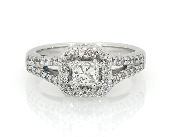 Previously Owned Princess & Round-Cut Diamond Engagement Ring 1 ct tw ...