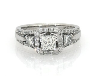 Previously Owned Princess & Round-Cut Diamond Engagement Ring 1-1/5 ct ...