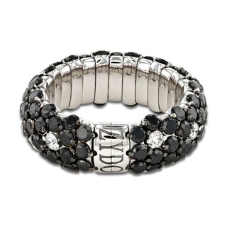 ZYDO Black & White Diamond Stretch Ring 4-1/4 ct tw Round 18K White ...