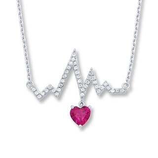 Lab-Created Ruby Necklace Lab-Created Sapphires Sterling Silver | Jared