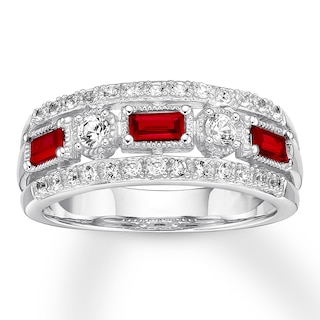 Lab-Created Ruby Ring Lab-Created Sapphires 10K White Gold | Jared