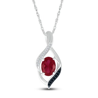 Lab-Created Ruby Necklace 1/15 ct tw Diamonds 10K White Gold | Jared