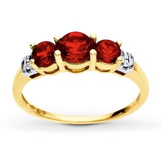 Lab-Created Ruby Ring Diamond Accents 10K Yellow Gold | Jared